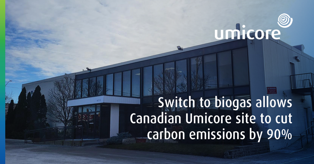 Switch to biogas for the Canadian Umicore site | Umicore South Korea